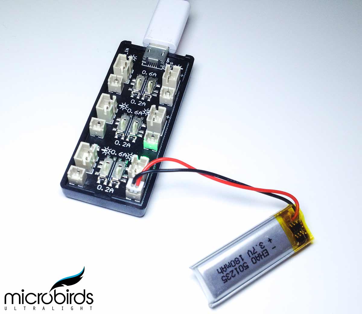 1S LiPo Battery USB Charger 6 ports 3.7V/4.2V Micro JST 1.25 JST-PH 2.0 ...