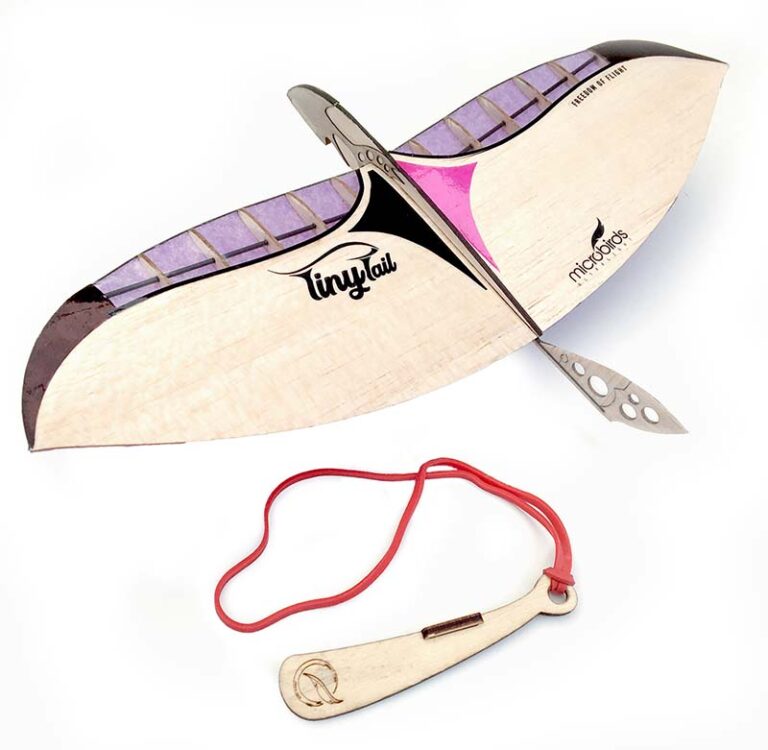 Tiny Tail Mini Free Flight Glider - Rubber Band Launch Airplane ...